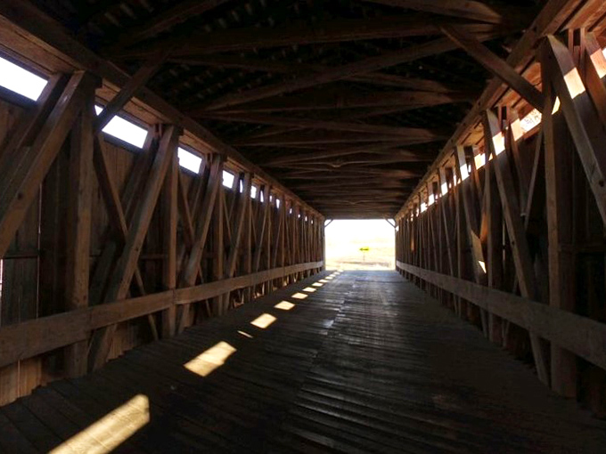 Step inside and suddenly you're walking through a wooden tunnel where light dances between century-old beams like nature's own art installation.