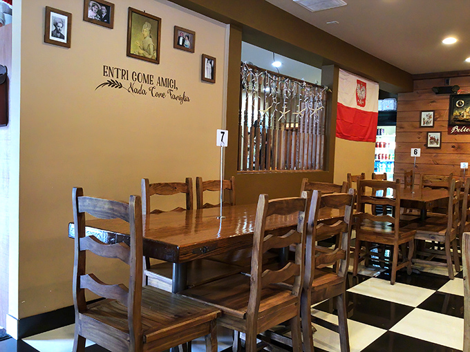 Enti Pi Gone Amigi isn't just wall decor&mdash;it's a lifestyle. This cozy dining room feels like the Eastern European grandmother you never knew you needed.