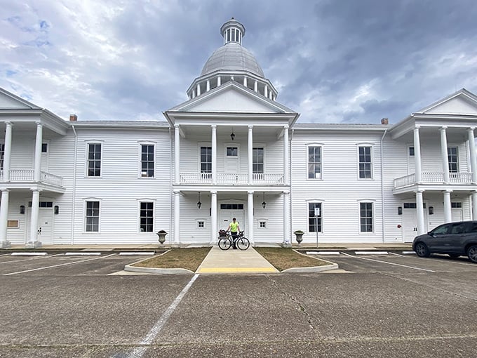 The stately Chautauqua Hall of Brotherhood stands as a gleaming white sentinel of culture and learning, its distinctive dome reaching skyward like intellectual aspiration made concrete.