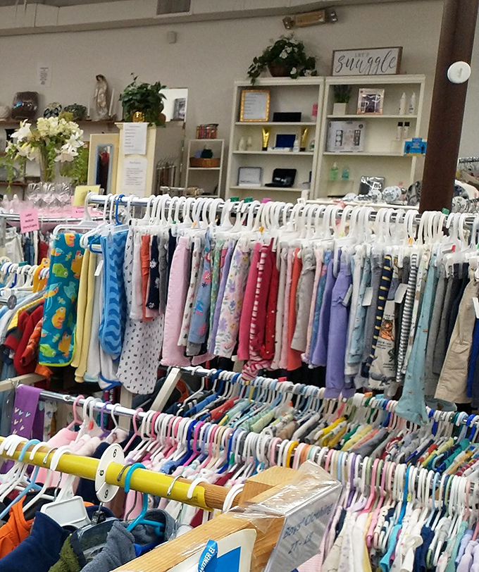 A rainbow of tiny fashions awaits budget-conscious parents. That dinosaur pajama set has probably seen fewer bedtimes than most new items still in packaging.