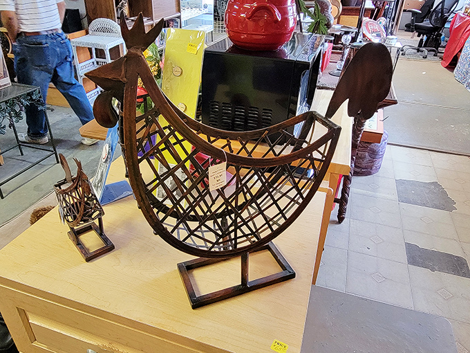 This whimsical wire chicken isn't just decorative&mdash;it's a conversation starter that somehow makes perfect sense at a flea market.