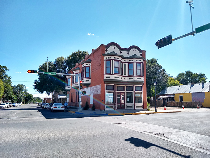 This colorful Victorian-era building stands as testament to Las Vegas' architectural heritage, looking like it jumped straight out of a Western film set.