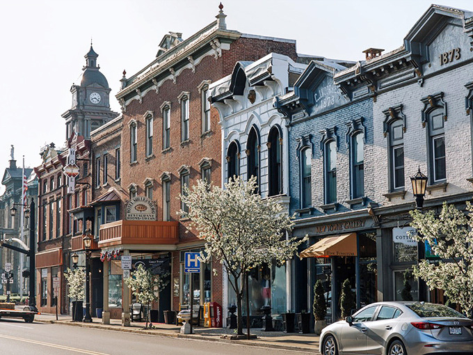 Spring blossoms frame Millersburg's meticulously preserved brick facades, creating a downtown straight out of a Hallmark movie&mdash;but with better shopping.