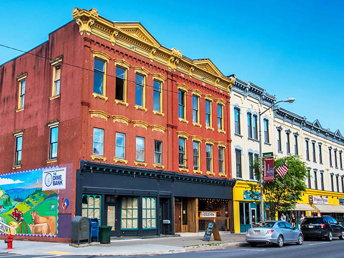 That red brick building with gold trim isn't showing off&mdash;it's just reminding you that even small towns know how to dress up for company.