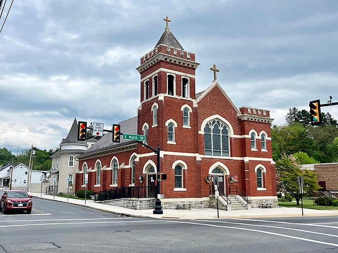 This stately brick church stands as an architectural testament to Waynesboro's rich history, its tower reaching skyward like a red-bricked exclamation point on the town's landscape.