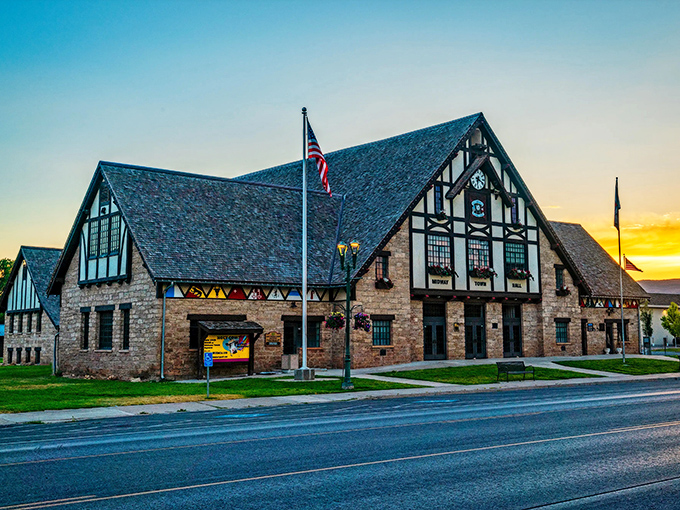 This isn't just any town hall &ndash; it's Midway's Swiss-chalet-on-steroids centerpiece, where even mundane zoning meetings feel like Alpine adventures.
