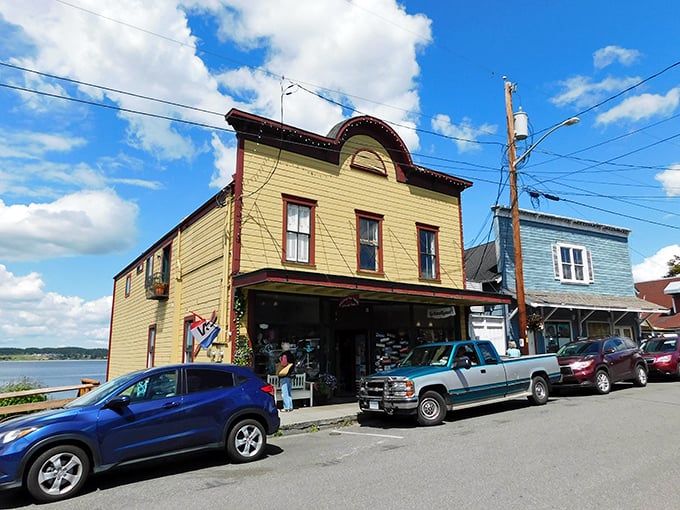 This sunshine-yellow storefront isn't compensating for gray Washington days &ndash; it's celebrating them with architectural details that would make a Victorian proud.
