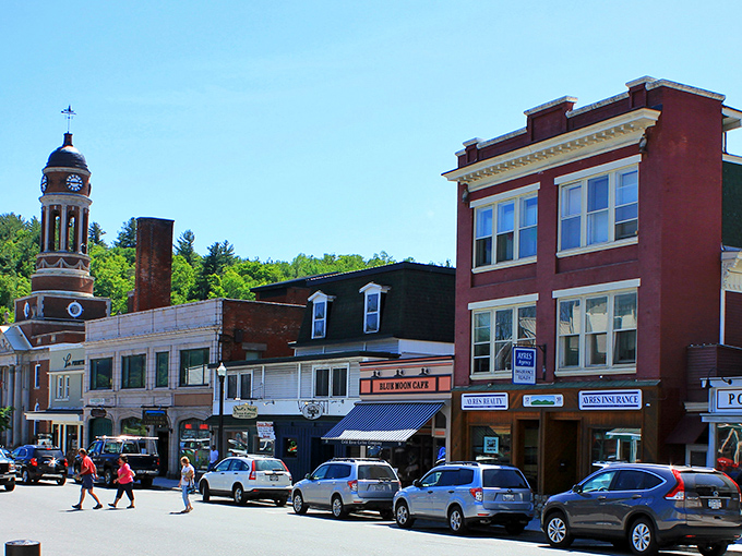 Main Street magic in full bloom. Those hanging flower baskets aren't just decoration&mdash;they're the town's way of saying "we care about beauty" without hiring a skywriter.