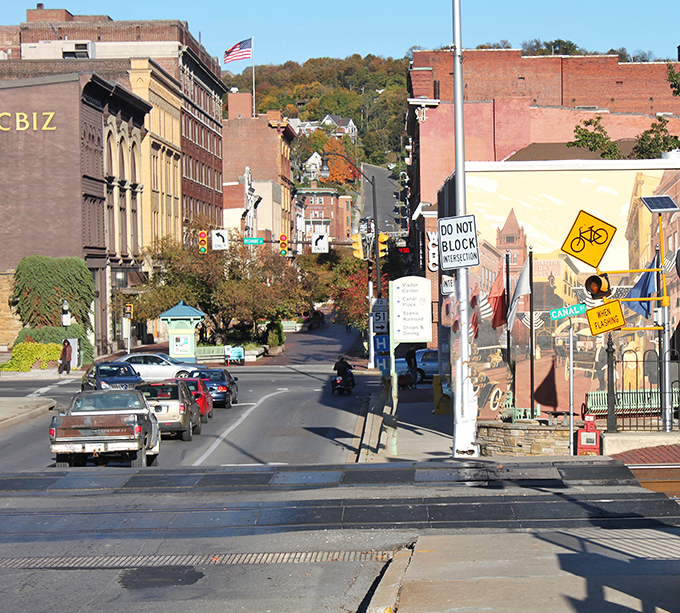 Fall paints Cumberland's hillsides in nature's most extravagant color palette, framing historic buildings like a living postcard.