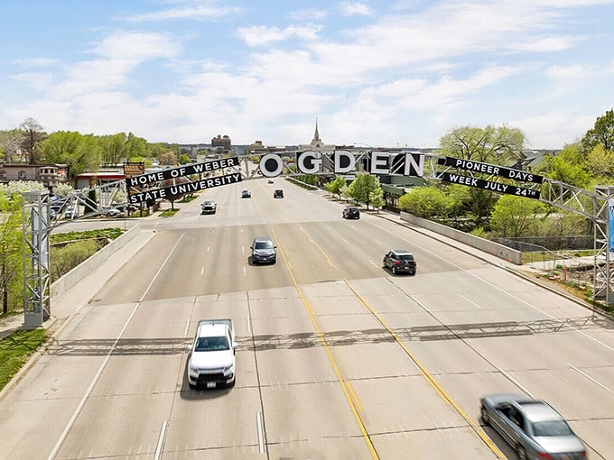 The iconic Ogden arch welcomes visitors with small-town hospitality that feels like a warm handshake from an old friend.