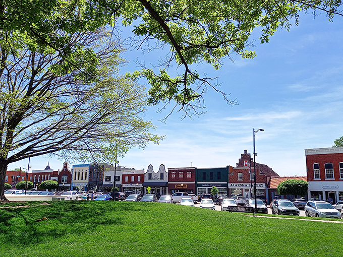 Downtown Pella's historic facades showcase Dutch-inspired architecture where even the storefronts tell stories of heritage.