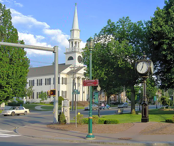 The classic white church steeple stands sentinel over Southington's town green&mdash;New England charm without the Martha's Vineyard price tag.
