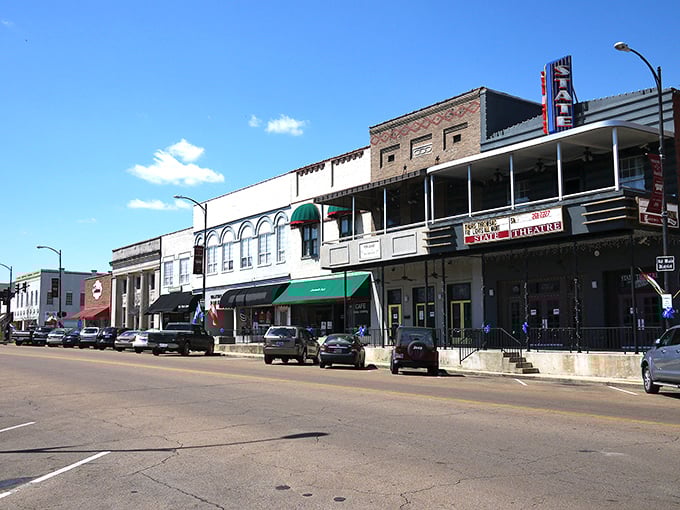Main Street's charming storefronts offer a perfect blend of nostalgia and contemporary appeal, with the State Theatre marquee standing as a beloved landmark.