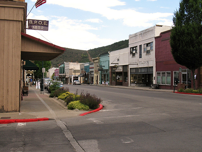 Historic buildings line Yreka's downtown district, where parking is plentiful and free. Remember those? In San Francisco, this much parking would cost more than your first car.