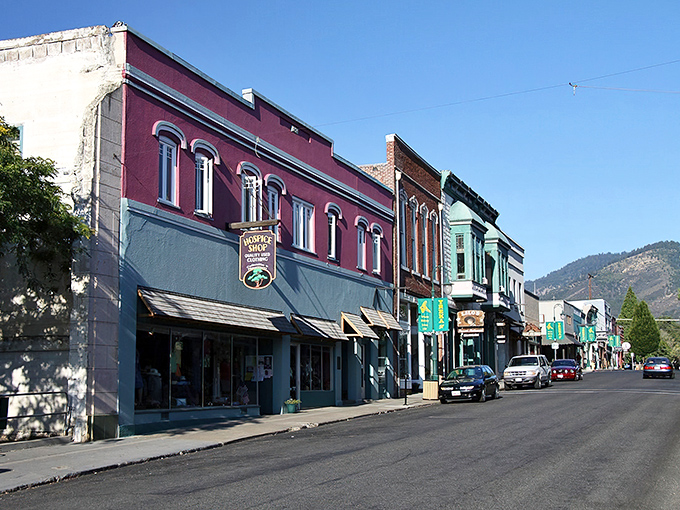 Colorful Victorian-era storefronts line downtown Yreka like a movie set, except these are authentic relics from California's gold rush days.
