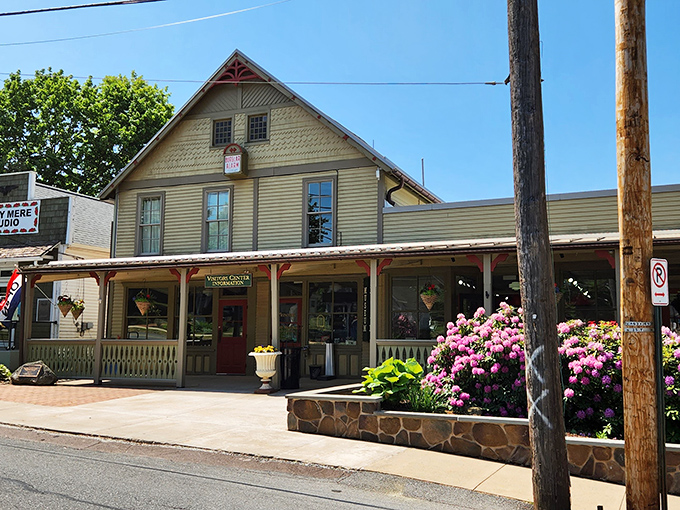 This isn't a movie set&mdash;it's the Eagles Mere Museum, where vibrant flowers welcome visitors to a slice of preserved Americana.