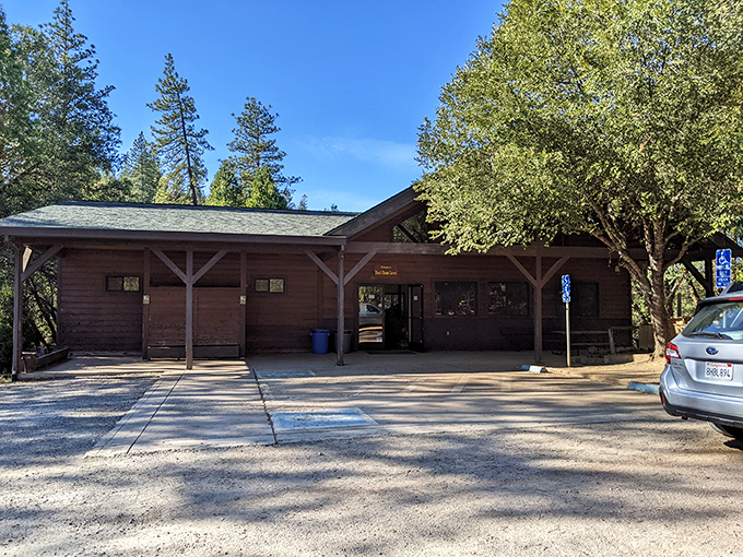 The unassuming entrance to wonderland. Like finding a portal to Narnia in your neighbor's closet, this rustic visitor center hides geological treasures.