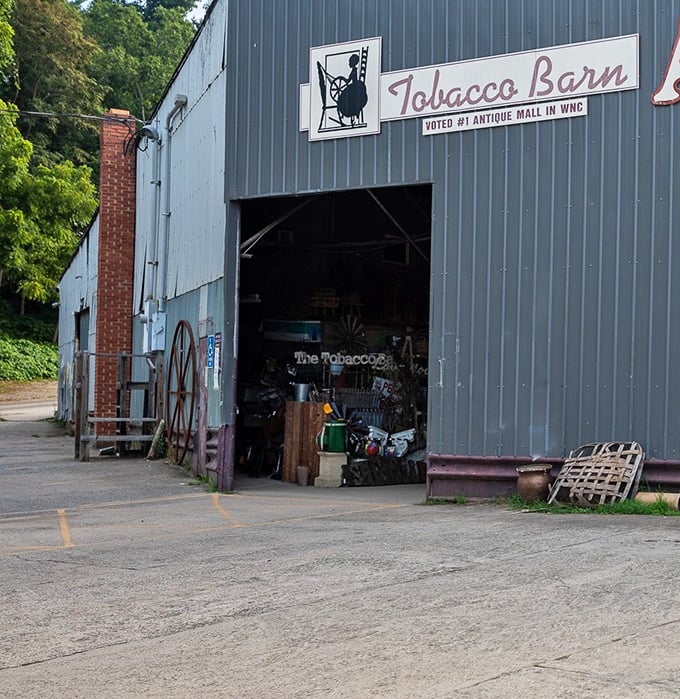Proudly proclaiming its status as Western North Carolina's #1 antique mall, the Tobacco Barn's entrance is your portal to the past.
