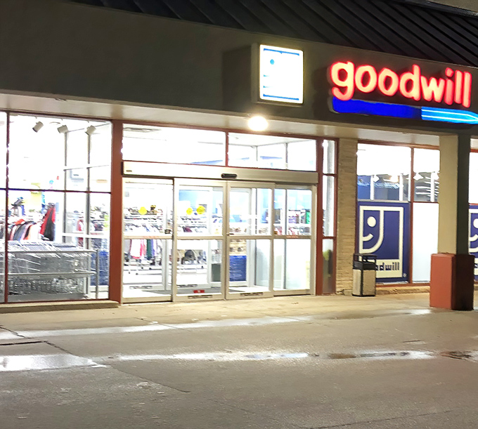 Morning sunshine illuminates the entrance to this treasure trove, where savvy Wisconsinites begin their quest for affordable style.