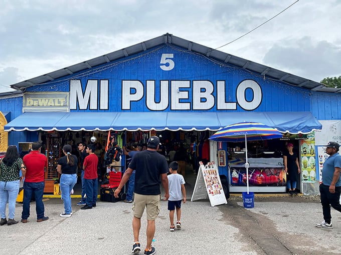 Building 5's iconic blue facade stands as the gateway to adventure, beckoning shoppers with the promise of finds that big-box stores could never imagine.
