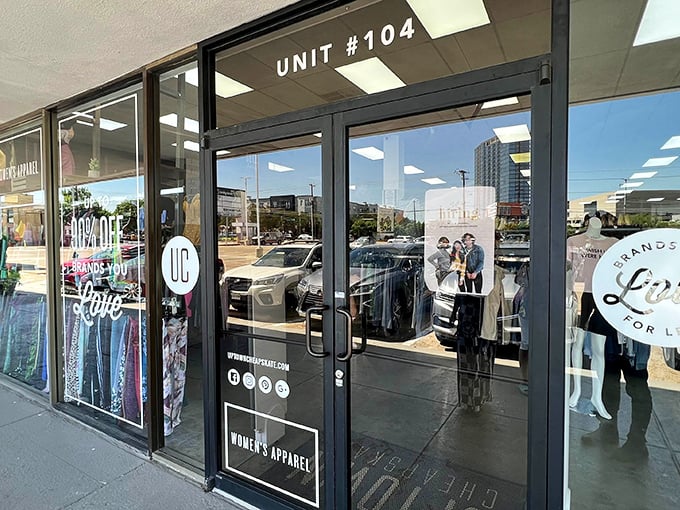 Unit #104 beckons with promises of "Brands You Love" &ndash; the retail equivalent of finding an oasis in a desert of overpriced fashion.