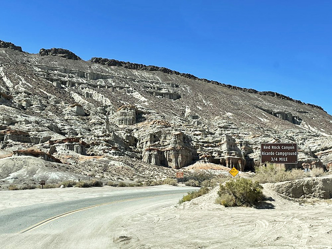 The road less traveled sometimes leads to the most spectacular views. Just follow the yellow line to geological paradise.