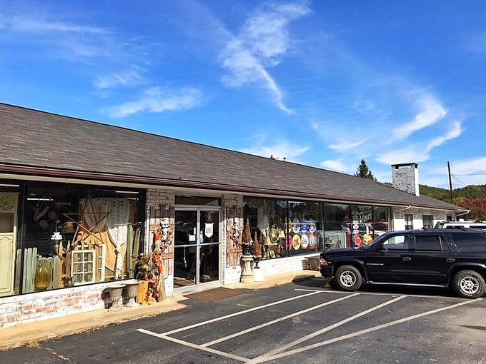 The unassuming exterior belies the wonderland inside. Like a speakeasy for vintage enthusiasts, the real magic happens once you cross the threshold.