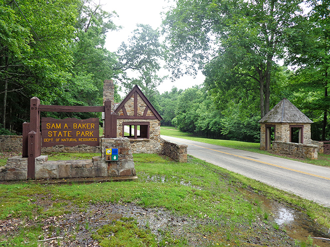 These stone entrance gates aren't just pretty&mdash;they're time machines. Drive through and watch your stress levels drop faster than cell phone reception in the valley.
