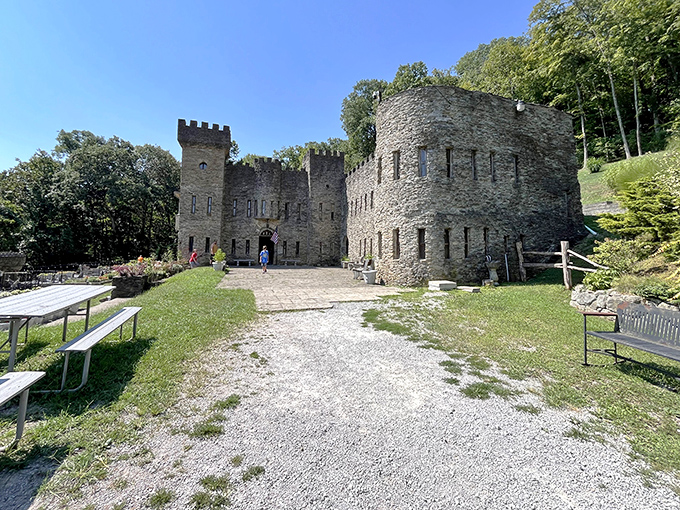 Approaching the castle's entrance feels like stepping into a European fairy tale, except the parking is much better here.
