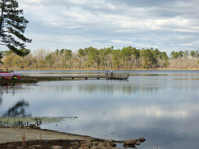 Serenity now! This wooden pier stretches into the lake like an invitation to leave your worries on the shore.