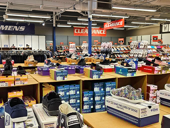 Shoe heaven exists, and it's filled with clearance signs. This footwear department is where wallets breathe easier and closets get happier.
