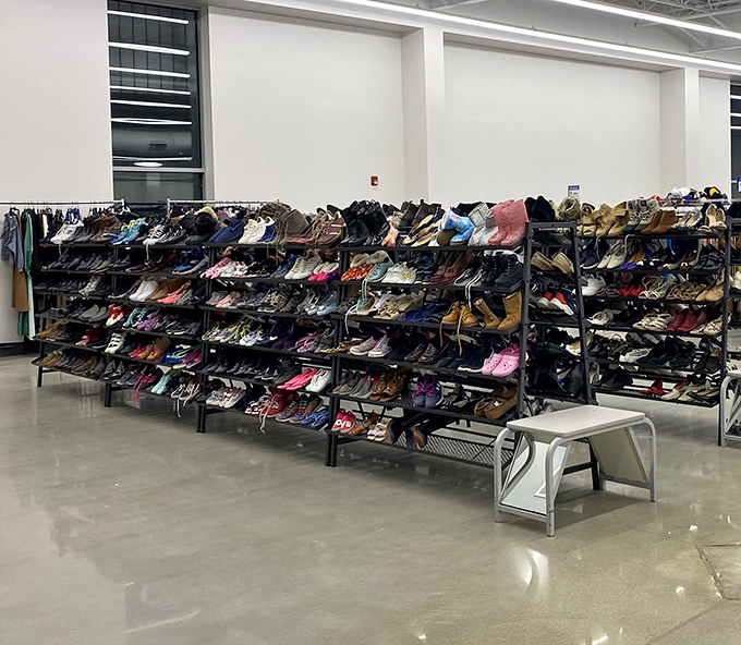 Footwear fantasies come true in this shoe section that rivals department stores. From barely-worn designer heels to sturdy work boots, your next favorite pair is hiding somewhere in this magnificent collection.