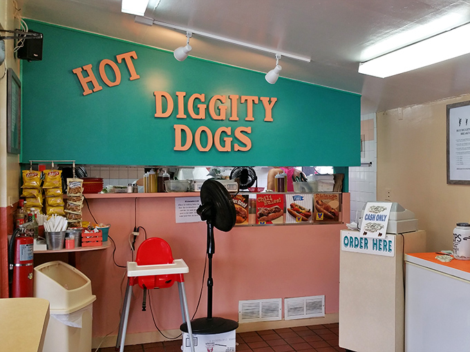 That turquoise wall isn't just decor&mdash;it's a portal to simpler times when ordering food didn't require an app or a degree in culinary linguistics.