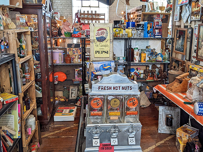 This vintage hot nuts dispenser isn't just a nostalgic snack machine&mdash;it's a portal to childhood afternoons when a handful of warm peanuts felt like treasure.