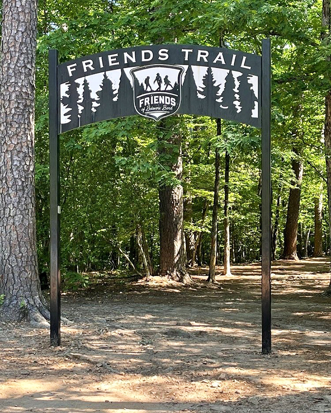 The Friends Trail entrance stands like a portal to another world. Step through, and leave your emails unanswered for a while. 