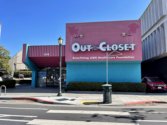 This isn't just a thrift store&mdash;it's a color-blocked statement piece on the street that promises treasures within.