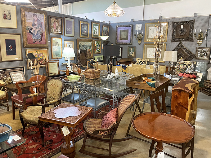 A furniture vignette that makes your IKEA setup look like a college dorm room. These pieces have witnessed more family dinners than your grandmother's photo album.