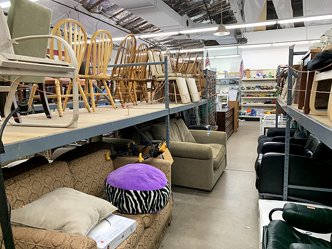 Furniture heaven awaits! That zebra ottoman might just be the conversation piece your living room never knew it needed.