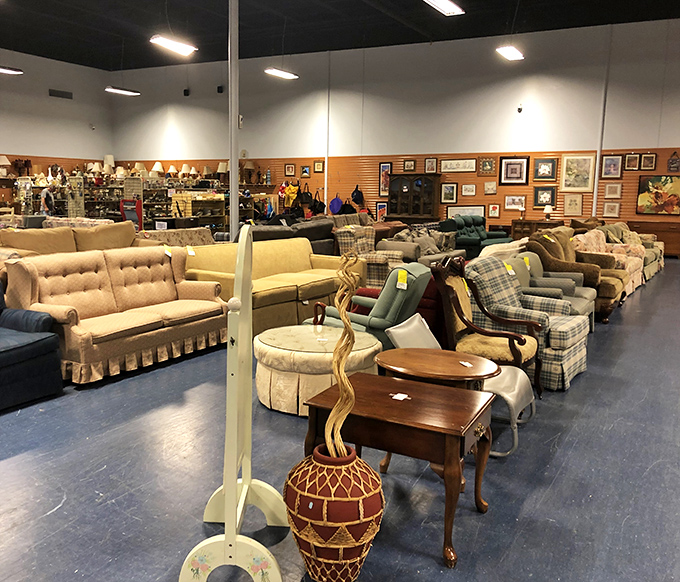 Sofa so good! This furniture section could furnish an entire neighborhood, with enough plaid and floral patterns to satisfy both grandma and hipster alike.