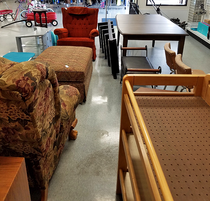 Furniture row: where that perfect mid-century armchair waits patiently for someone to recognize its potential and give it a second life.