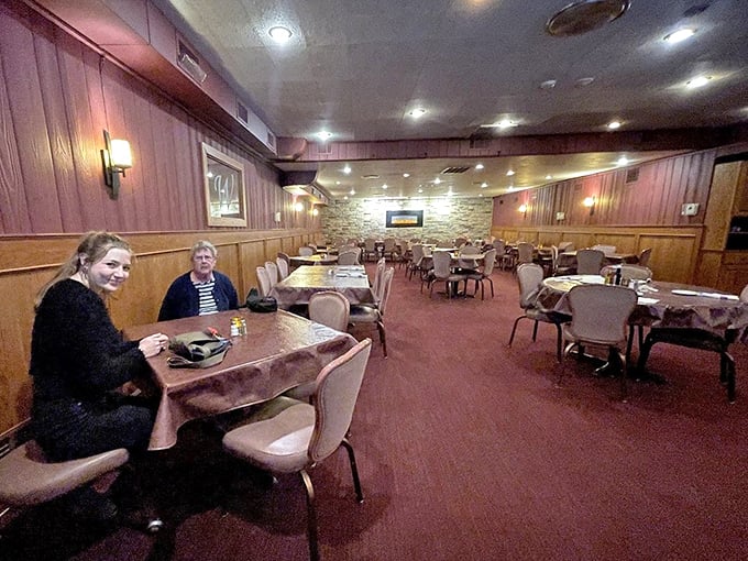 Wood paneling, proper tablecloths, and just-right lighting &ndash; the dining room at Wiederholt's is where time slows down and conversations flow freely.