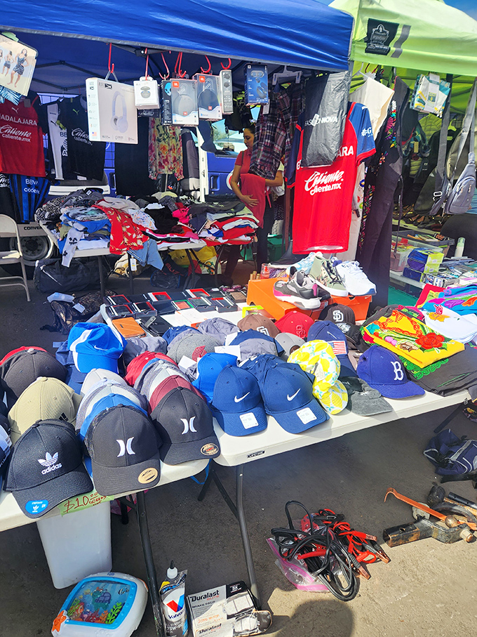 Baseball caps become an art installation at this booth. Somewhere in this collection is the perfect hat you didn't know you needed.