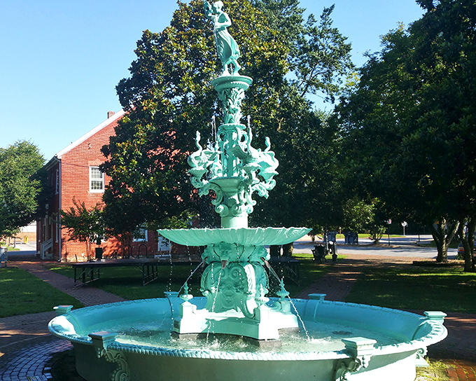 Hebe Fountain stands as Chestertown's aquatic centerpiece, its verdigris patina telling tales of generations who've cooled off in its spray during Maryland summers.