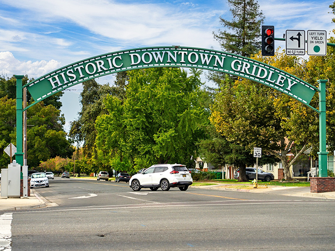 The iconic green arch welcomes you to Historic Downtown Gridley &ndash; where small-town charm isn't manufactured, it's simply preserved.