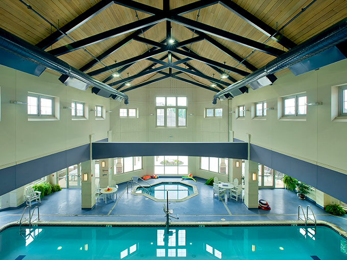 This isn't your grandmother's pool&mdash;actually, it is! Soaring ceilings and crystal-clear water make swimming here feel like a vacation, not therapy.