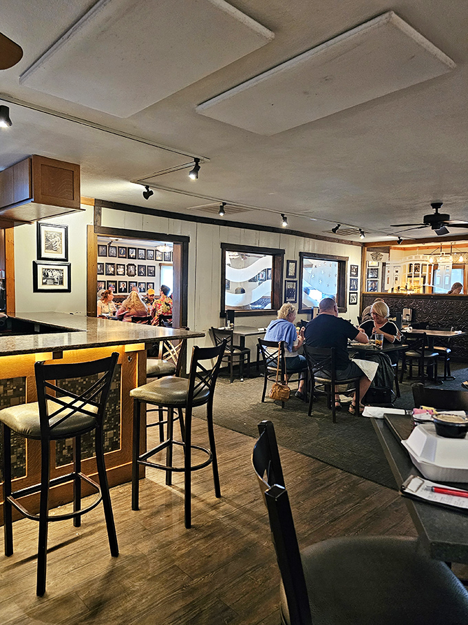 The dining room where memories are made. Black and white photos on the walls tell stories while you're busy creating your own.