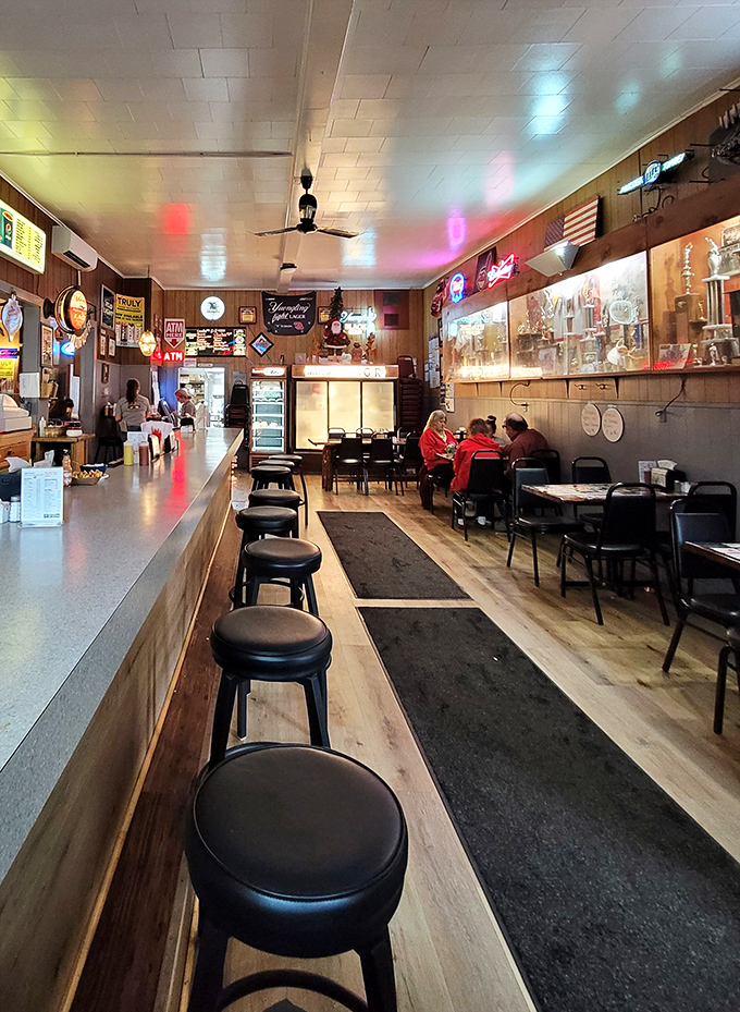 Step inside and time stands still &ndash; wood paneling, neon beer signs, and counter seating create the perfect backdrop for food that transcends its humble surroundings.