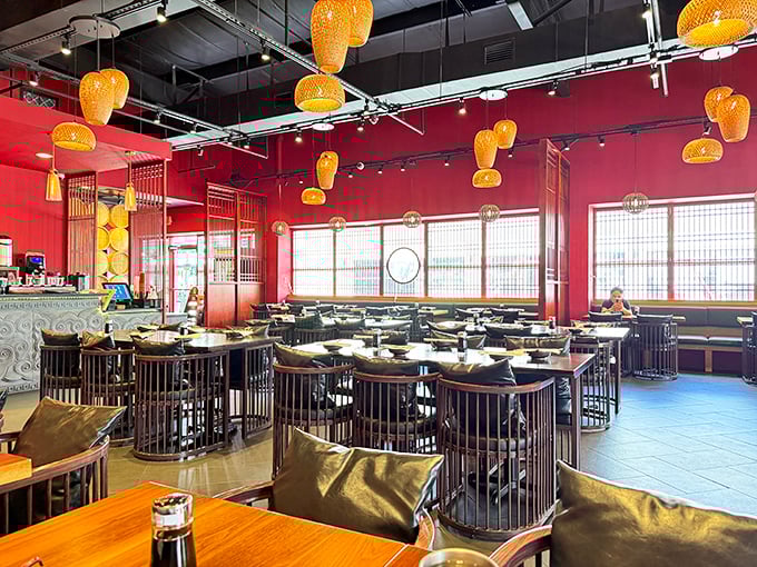 Step inside and the vibrant red walls and golden lanterns transport you from strip mall Florida to an elegant Chinese dining experience.