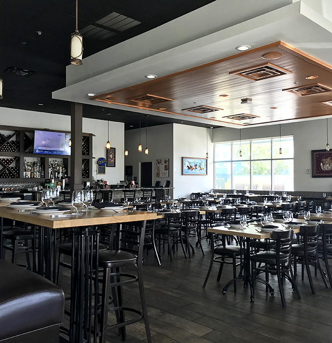 The sleek interior balances modern design with cozy comfort &ndash; like if IKEA and your favorite aunt's dining room had a stylish love child.