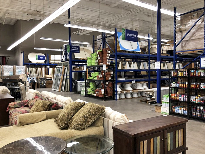 Furniture meets function in this warehouse wonderland. That beige sofa might have stories to tell, but at these prices, you'll be writing its next chapter.